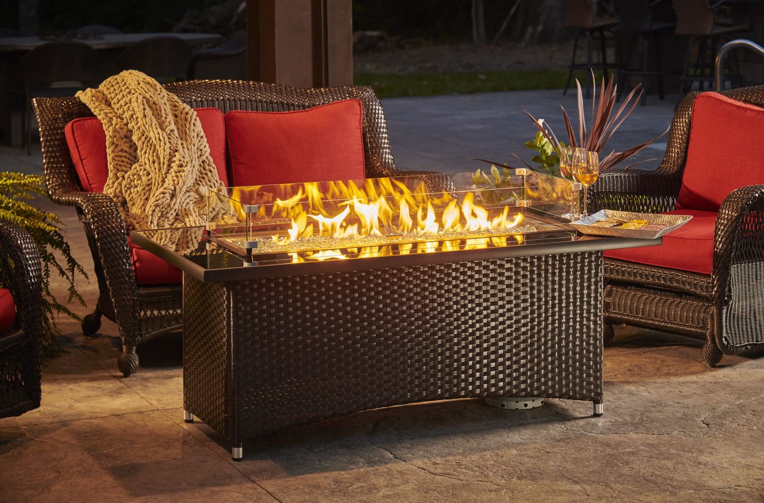 Balsam Montego Linear Gas Firepit Table - Sutter Home & Hearth